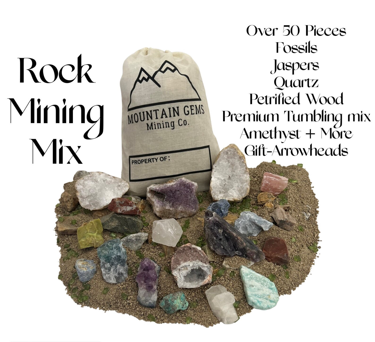 Mountain Gems Mining Co. Rock Mining Bag Dig for Crystals and Gemstones ...