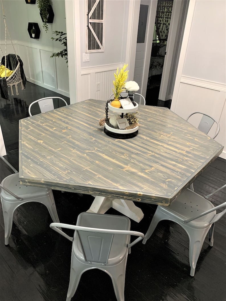 DIY Hexagon Farmhouse Table Plans, Blueprints, Materials List ...