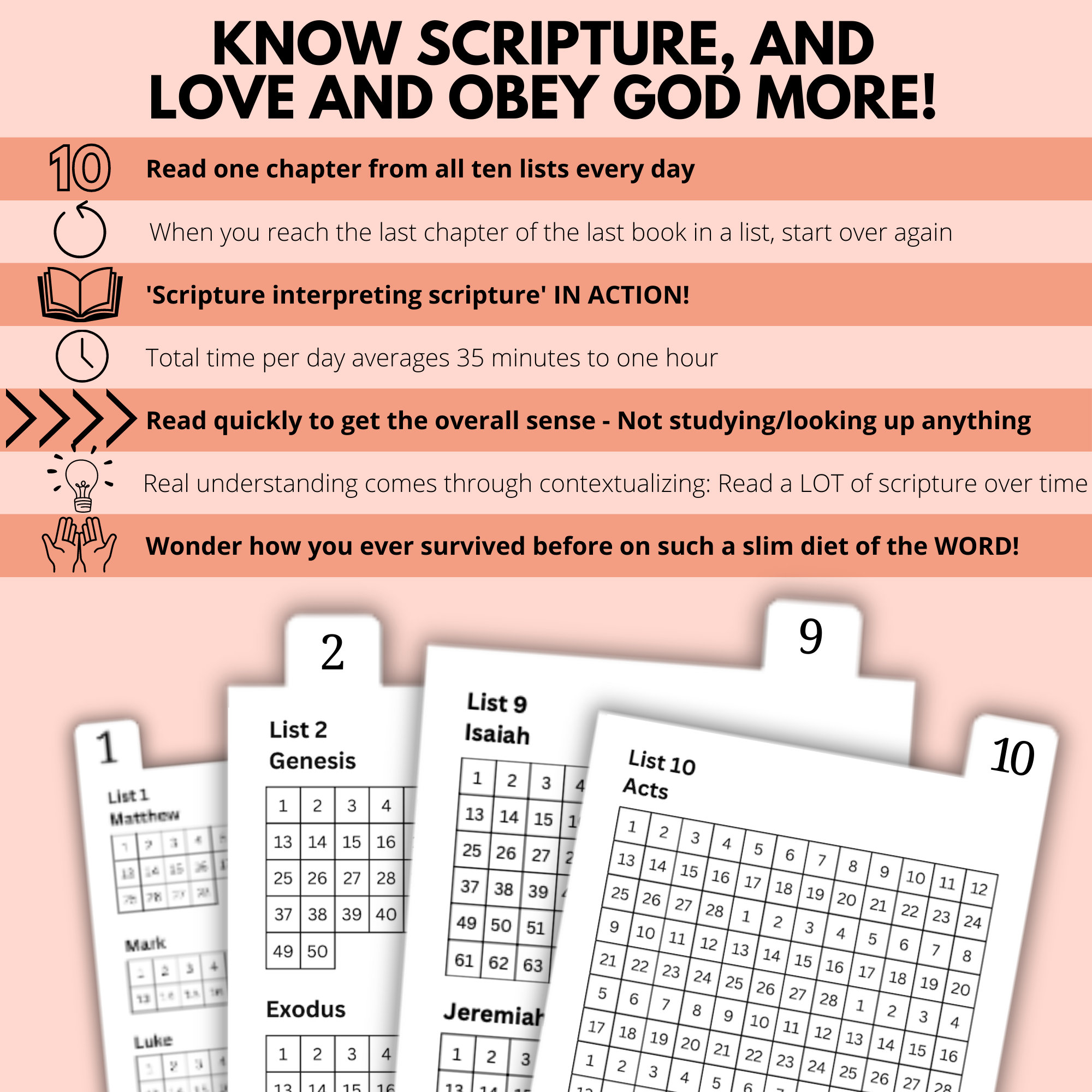 Bible Bookmark Trackers Professor Grant Horner's Reading System Daily ...