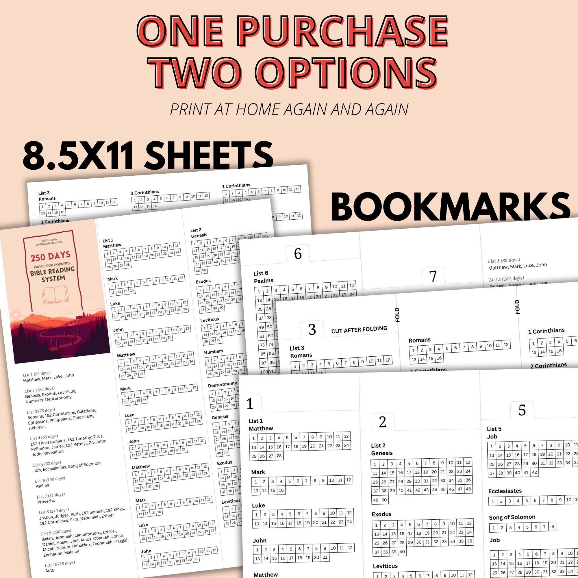 Bible Bookmark Trackers Professor Grant Horner's Reading System Daily ...