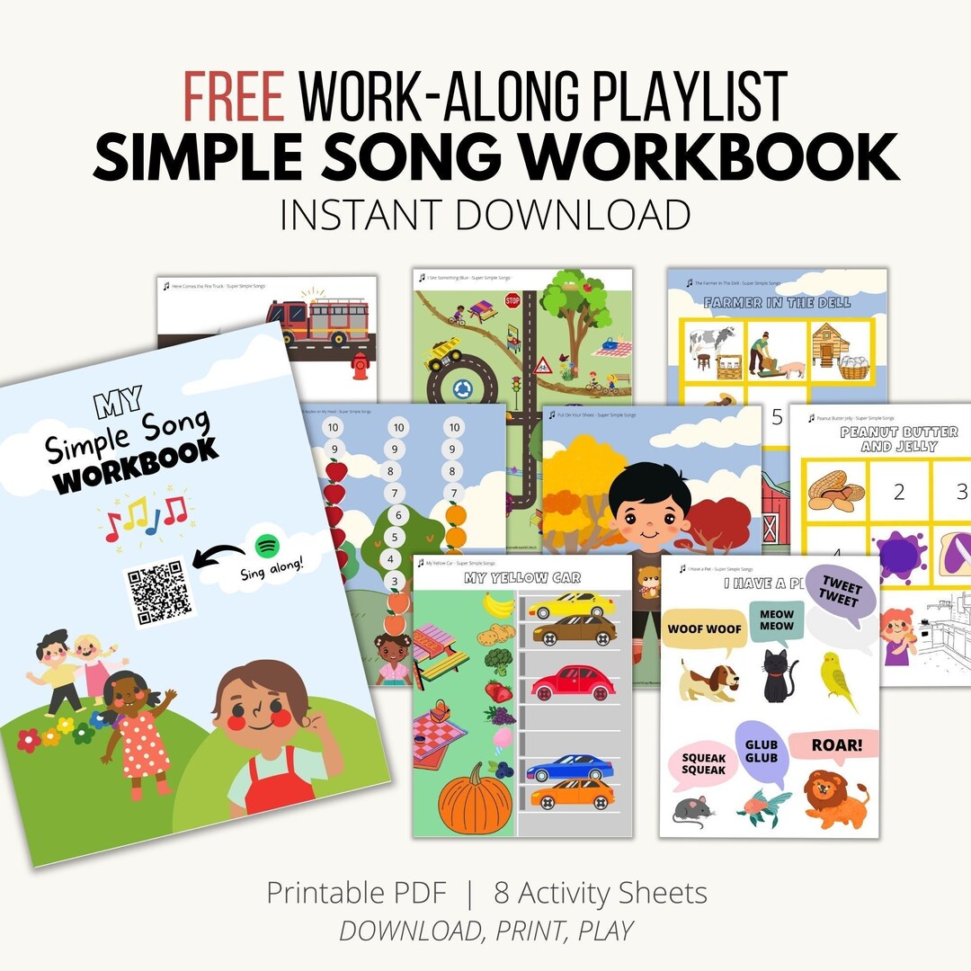 Simple Song Workbook | Follow Along FREE Playlist | Ages 2-6 | Busy ...