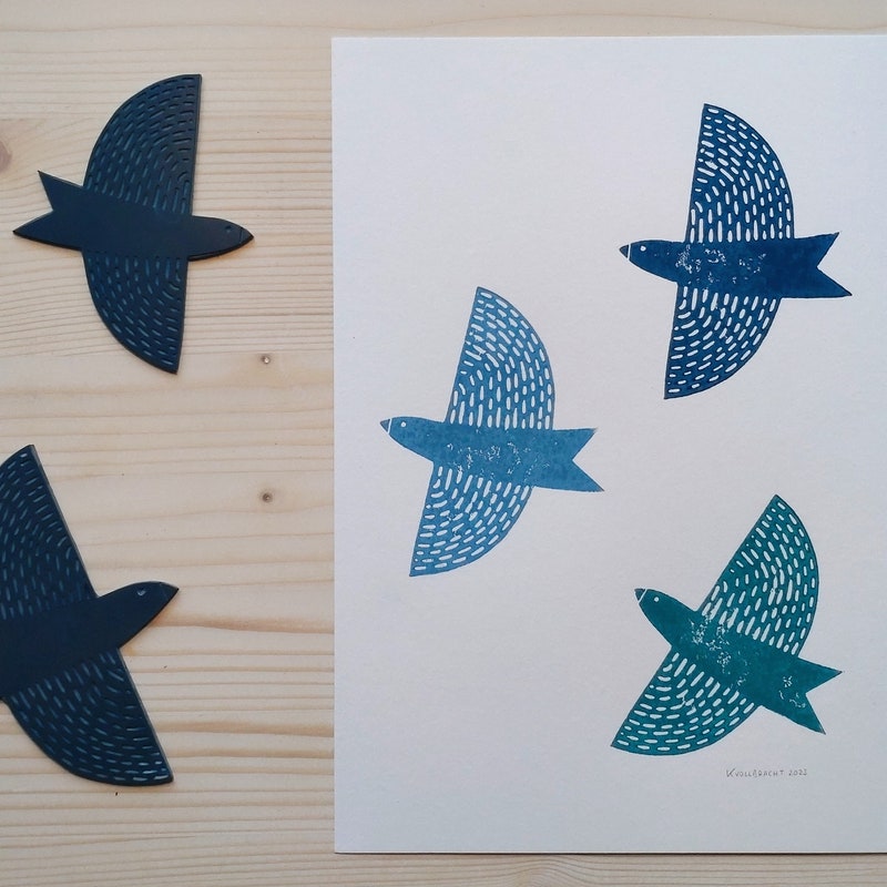 Bird Linocut - Etsy