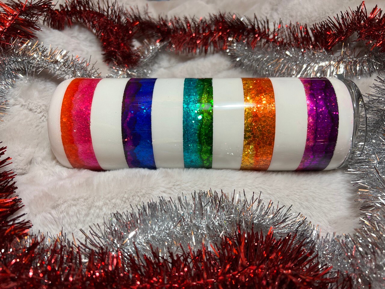 30 Oz Alcohol Ink White Striped Epoxy Glitter Tumbler - Etsy