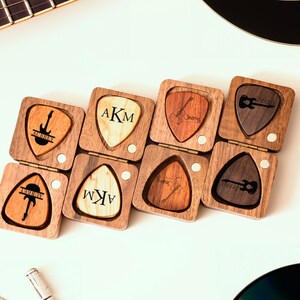 Custom Guitar Pick Holder, Personalized Wooden Guitar Box, Wooden ...