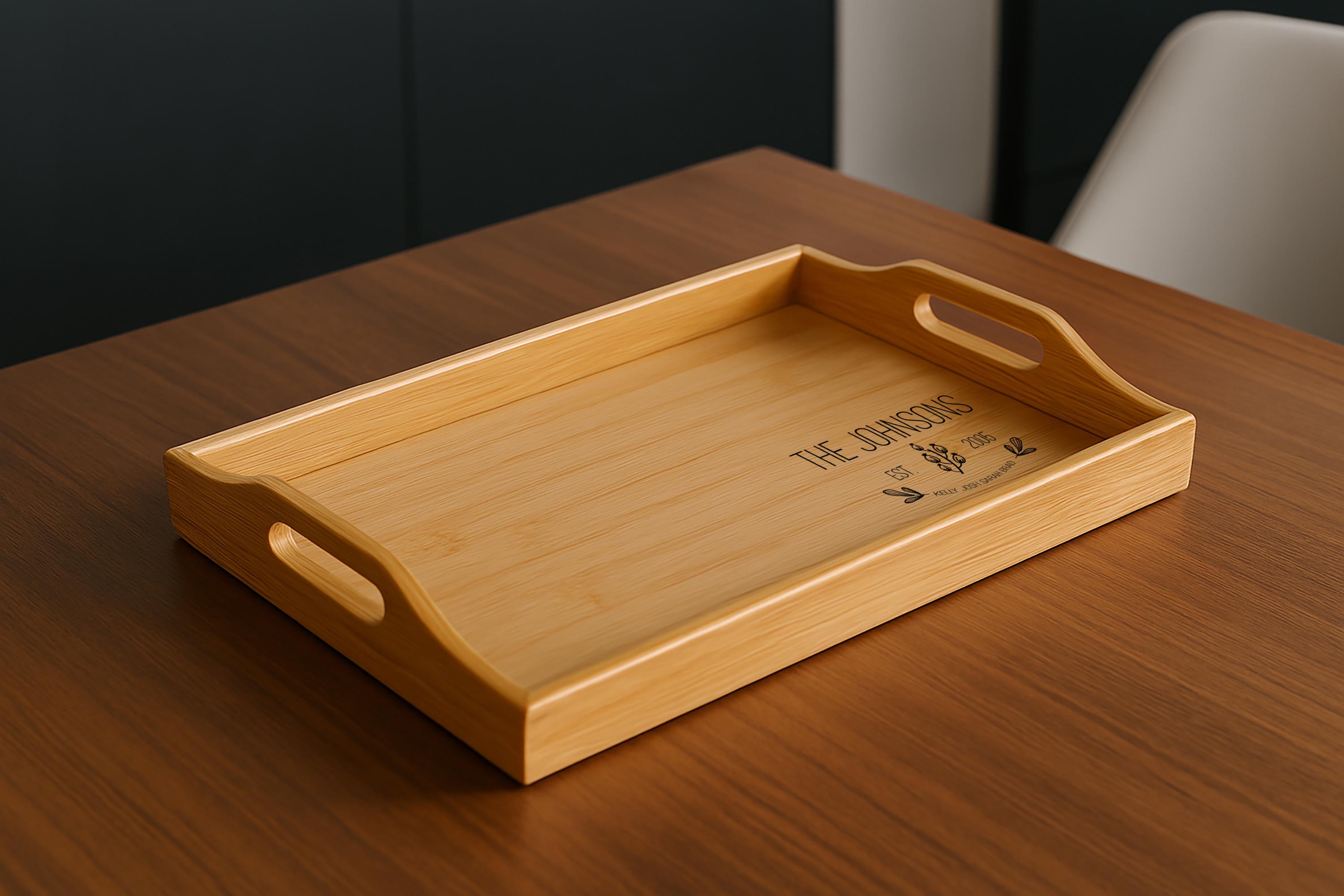 Bamboo Serving Tray, Family Name Engraved Tray, Family Gift, Gift for ...