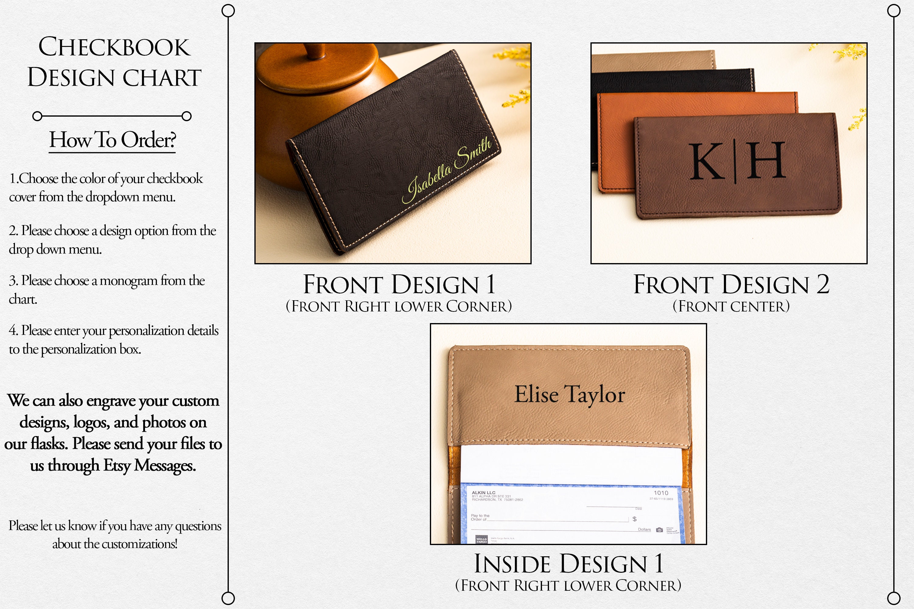 Business Logo Checkbook Cover, Personalized Checkbook Cover, Small ...