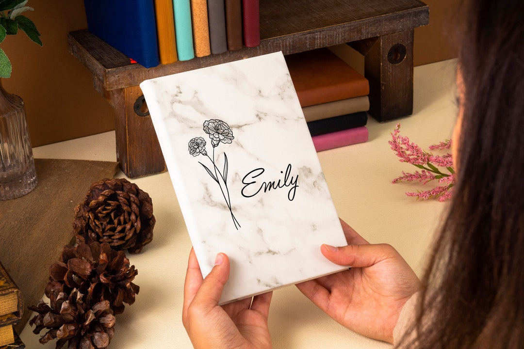 Birth Flower Personalized Journal, Birth Month Flower Gift, Custom ...