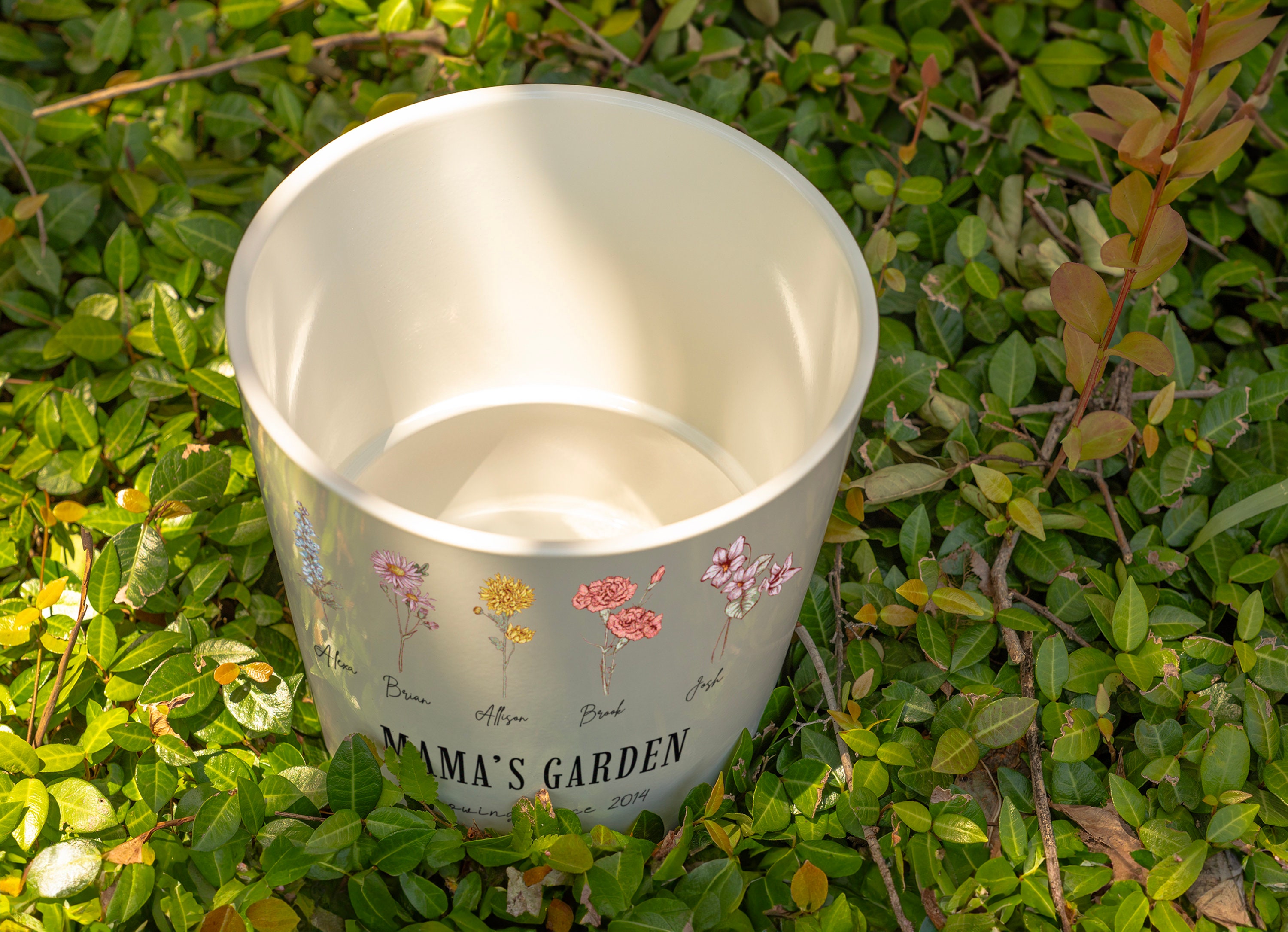 Birth Flower Grandma's Garden Planter, Custom Flower Pot, Personalized ...