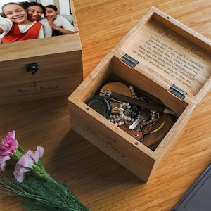 Personalized Wooden Keepsake Box, Custom Picture Frame Gift, Engraved ...