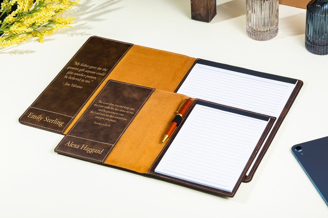Family Photo Gift, Personalized Leather Padfolio, Photo With Engraving ...