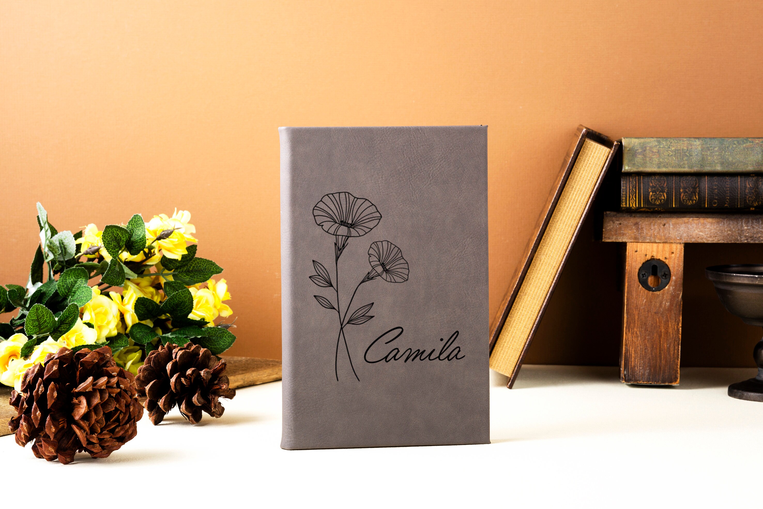 Personalized Journal Birth Flower Month Journal Birthday - Etsy