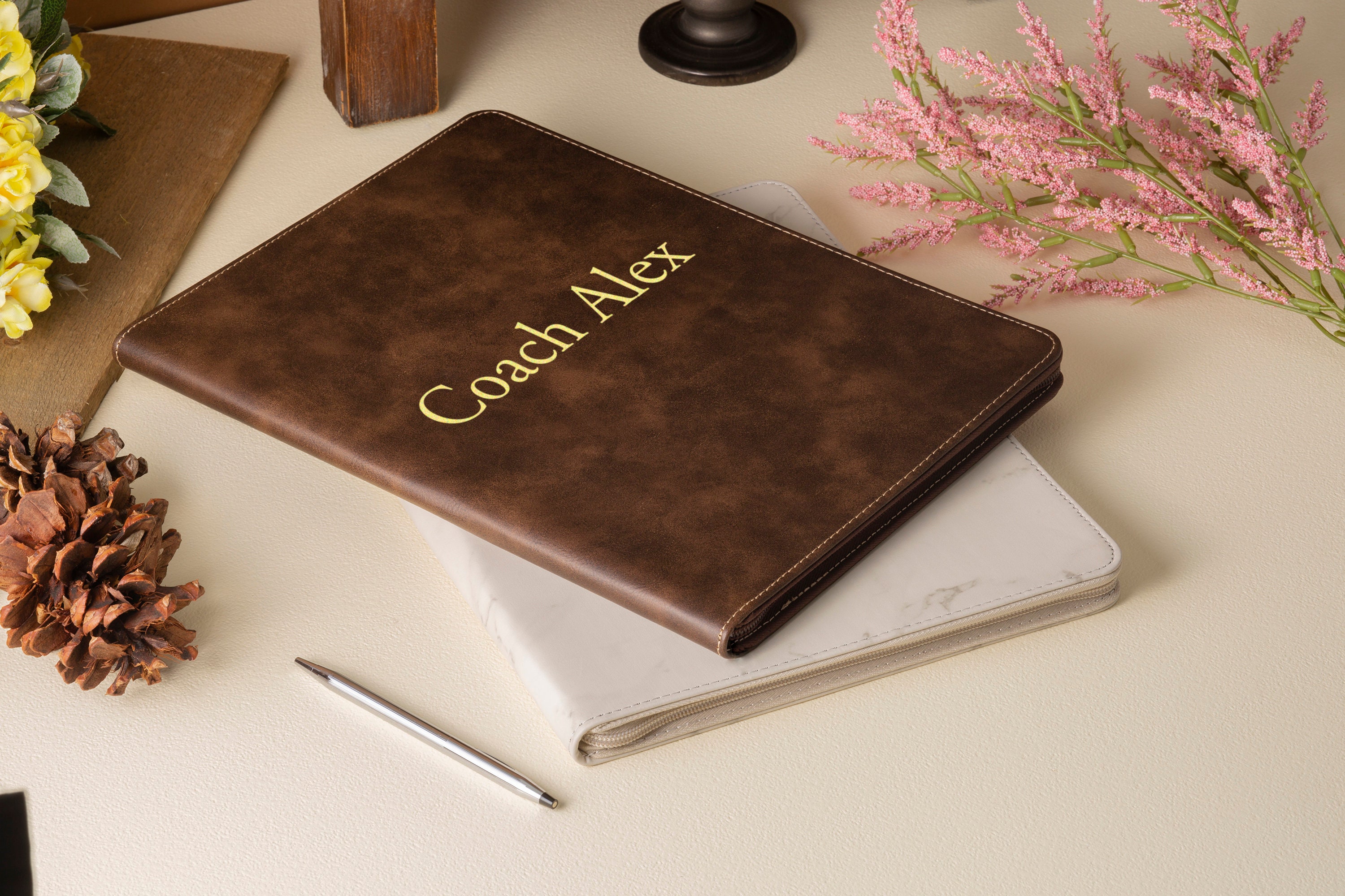 Personalized Leather Portfolio Leather Portfolio Zipper - Etsy
