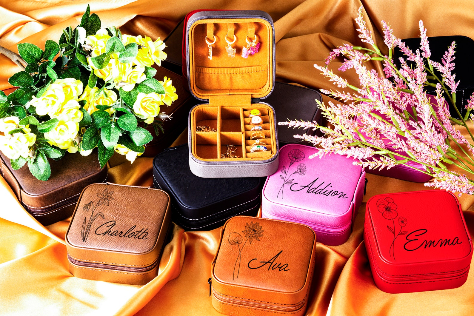 Birth Month Flower Gift Bridesmaid Jewelry Box Custom - Etsy