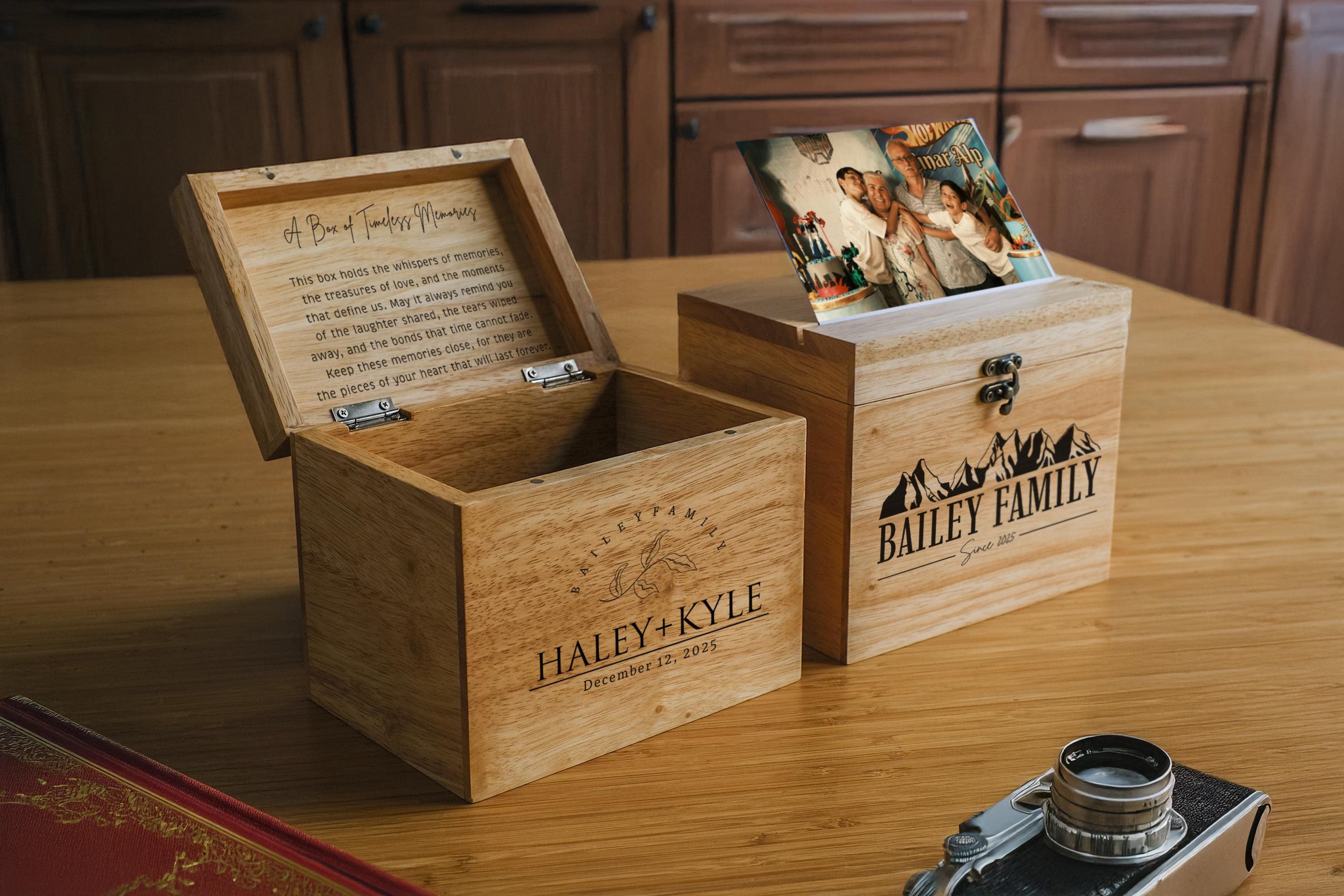Personalized Wooden Keepsake Box, Custom Picture Frame Gift, Engraved ...