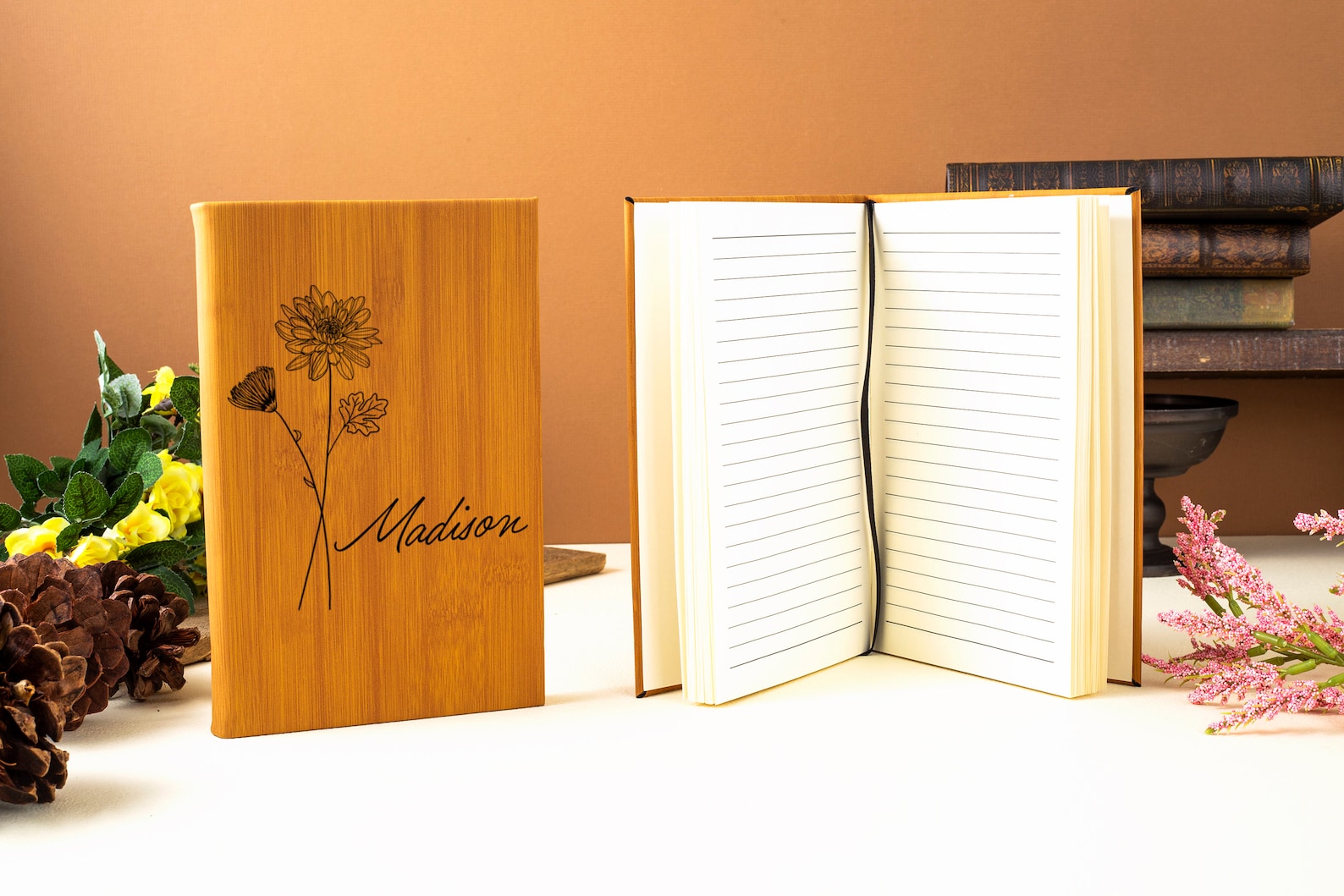 Personalized Journal Birth Flower Month Journal Birthday - Etsy