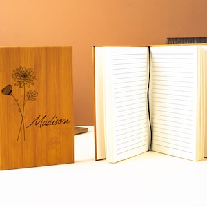 Personalized Journal, Birth Flower Month Journal, Birthday Gift ...