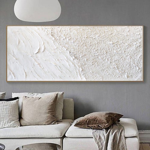 Large White Abstract Painting White Textured Wall Art White 3D - Etsy