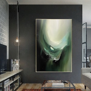 Large Green Abstract Painting Green Art Modern Abstract Painting ...