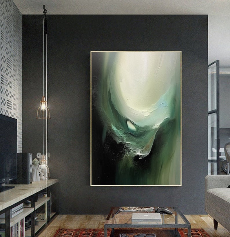 Large Green Abstract Painting Green Art Modern Abstract Painting ...