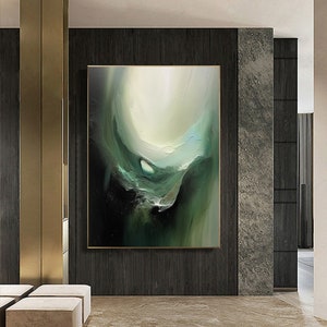 Large Green Abstract Painting Green Art Modern Abstract Painting ...
