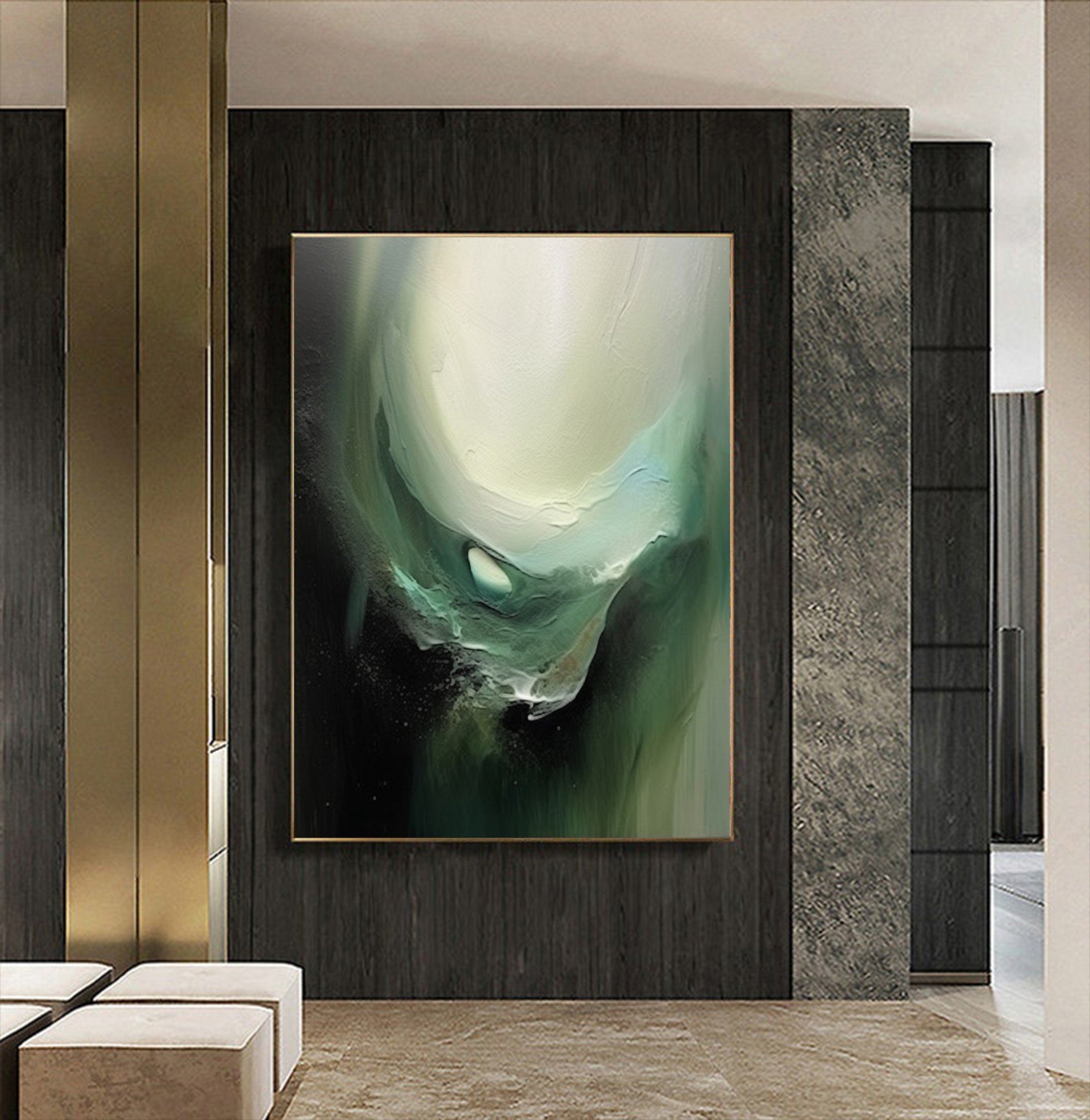 Large Green Abstract Painting Green Art Modern Abstract Painting ...
