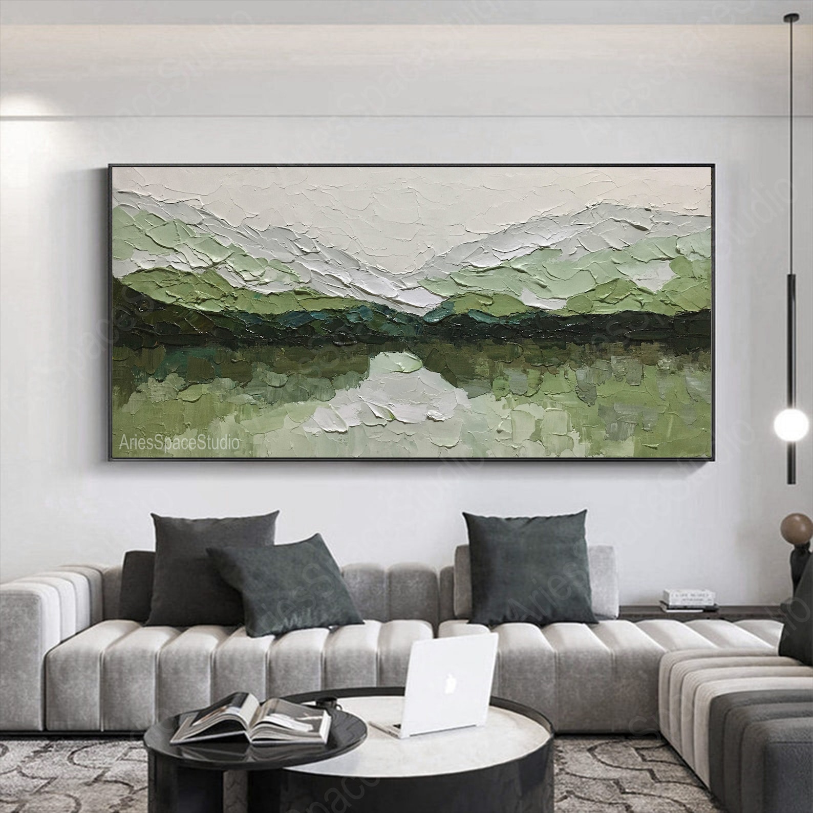 Large Green Abstract Painting Contemporary Il Painting for - Etsy