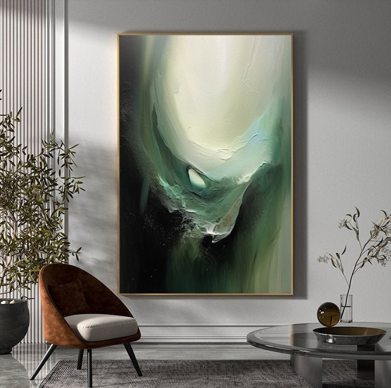 Large Green Abstract Painting Green Art Modern Abstract - Etsy