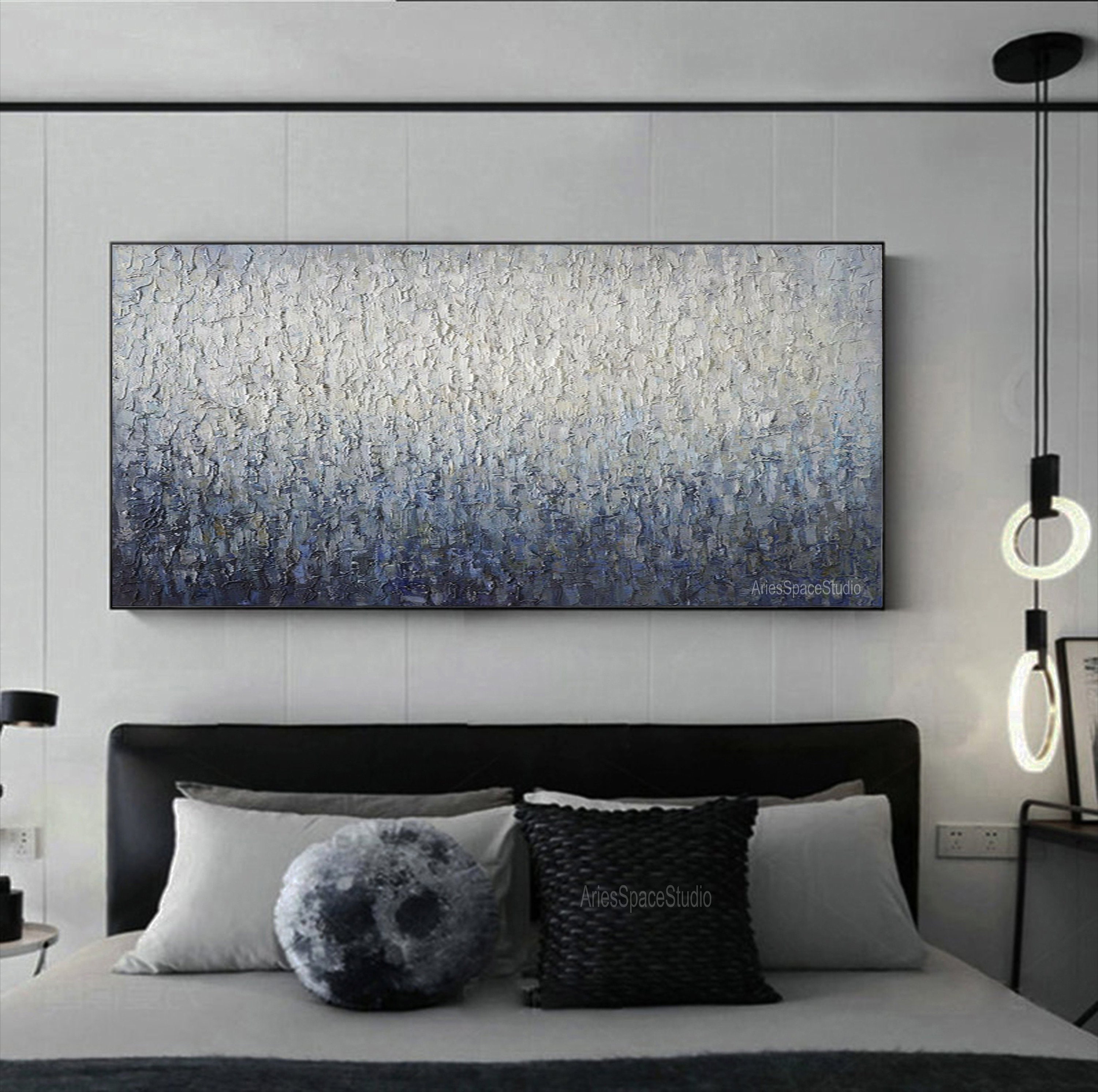 Large Original Blue Gray Abstract Painting on Canvas Abstract Acrylic ...