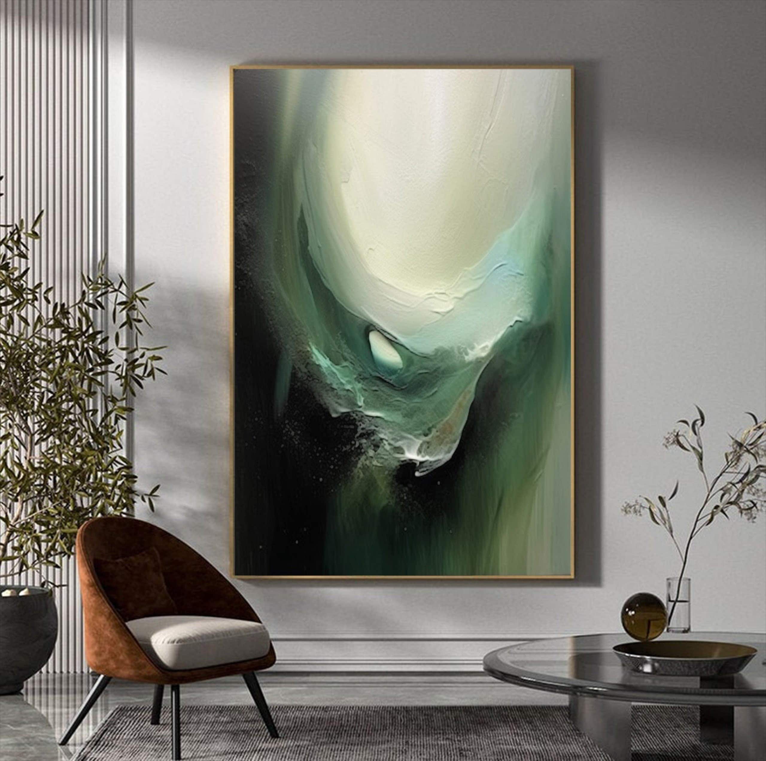 Large Green Abstract Painting Green Art Modern Abstract Painting ...