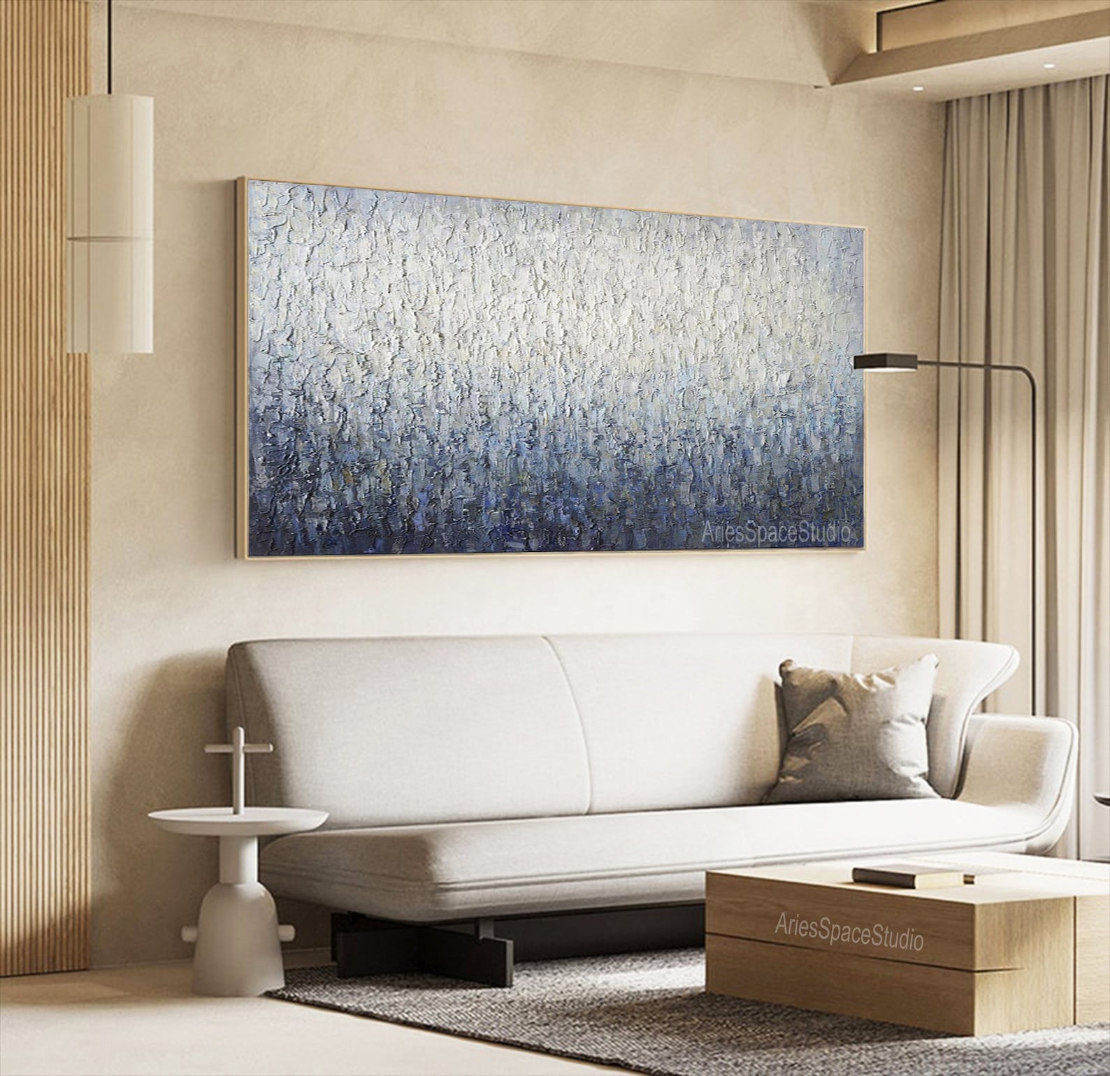 Large Original Blue Gray Abstract Painting on Canvas Abstract Acrylic ...