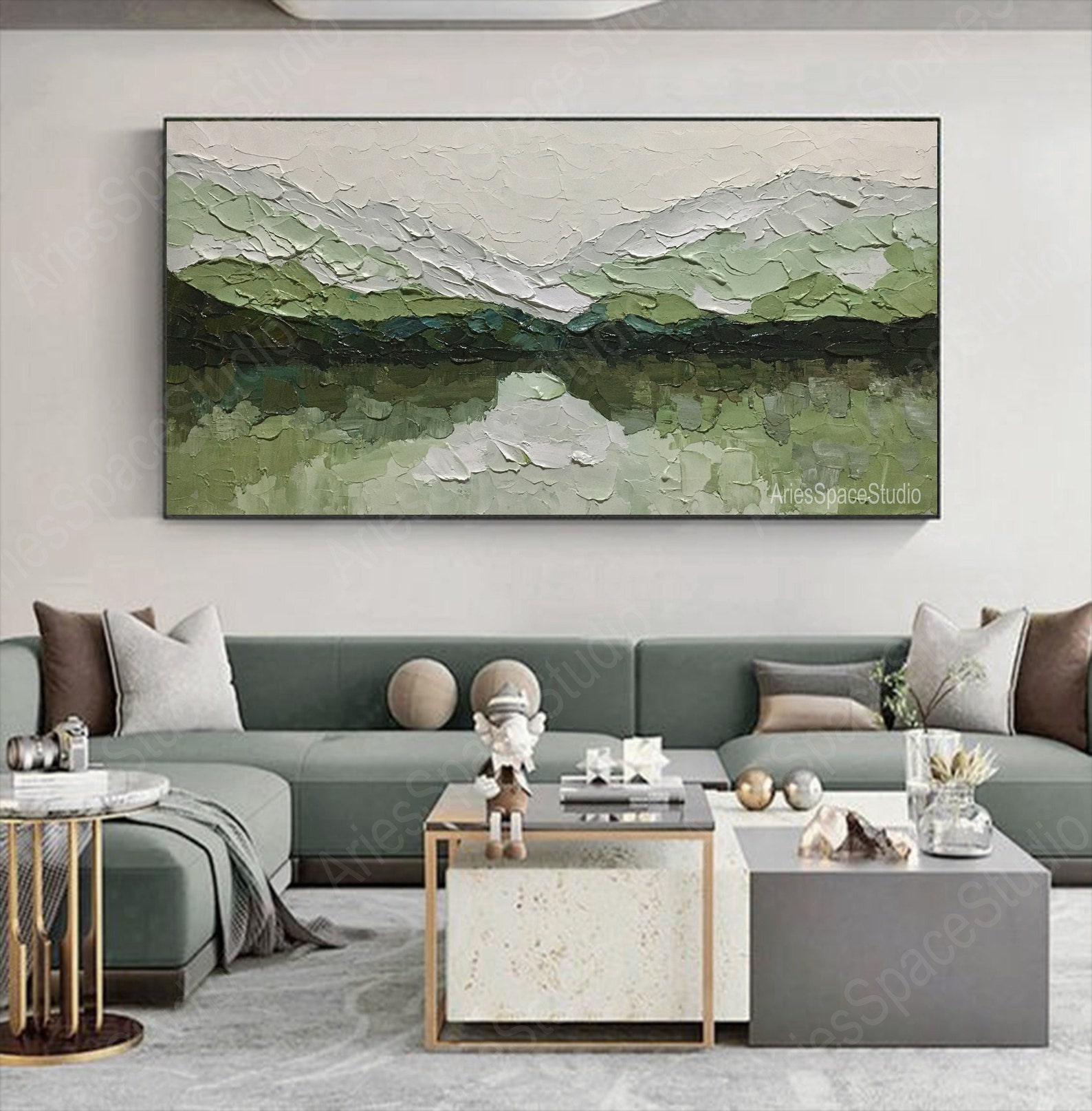 Large Green Abstract Painting Contemporary Il Painting for - Etsy