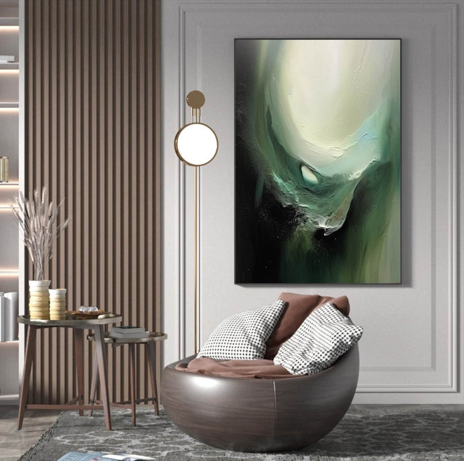 Large Green Abstract Painting Green Art Modern Abstract Painting ...