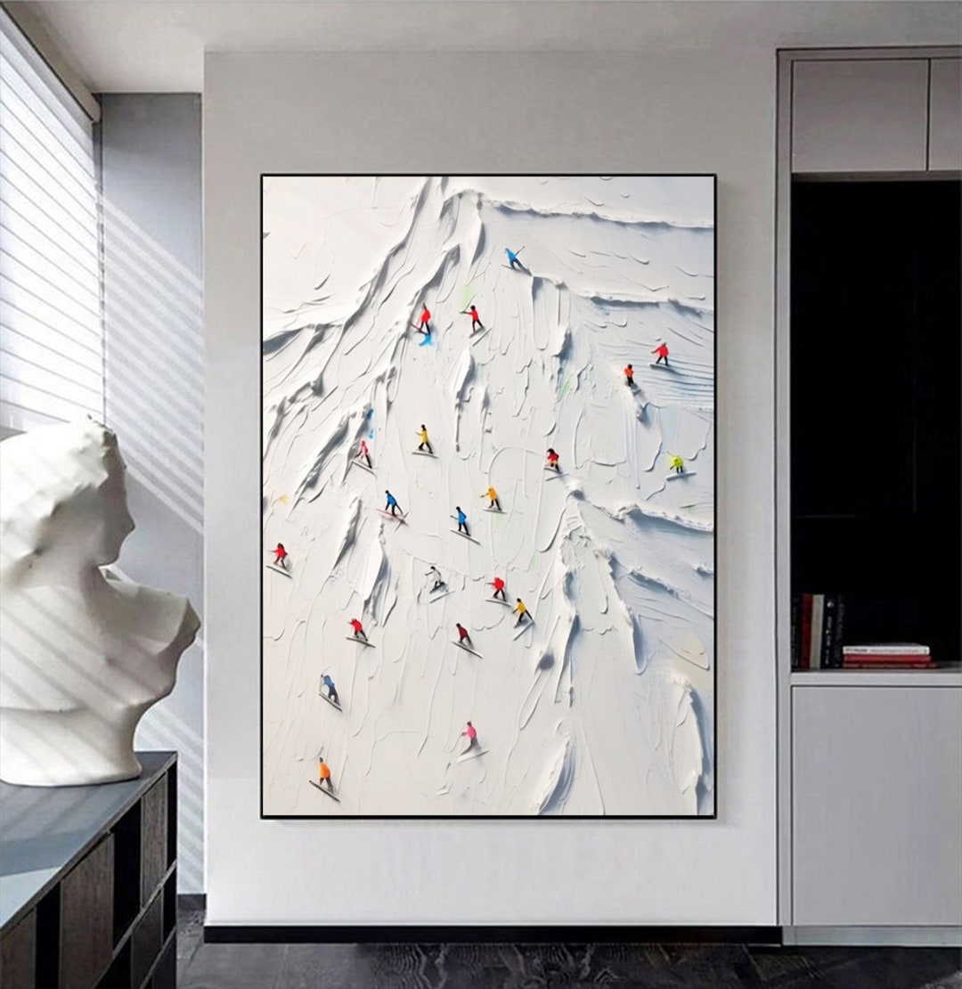 Original Ski Sport Painting on Canvas Custom Painting,textured Wall Art ...