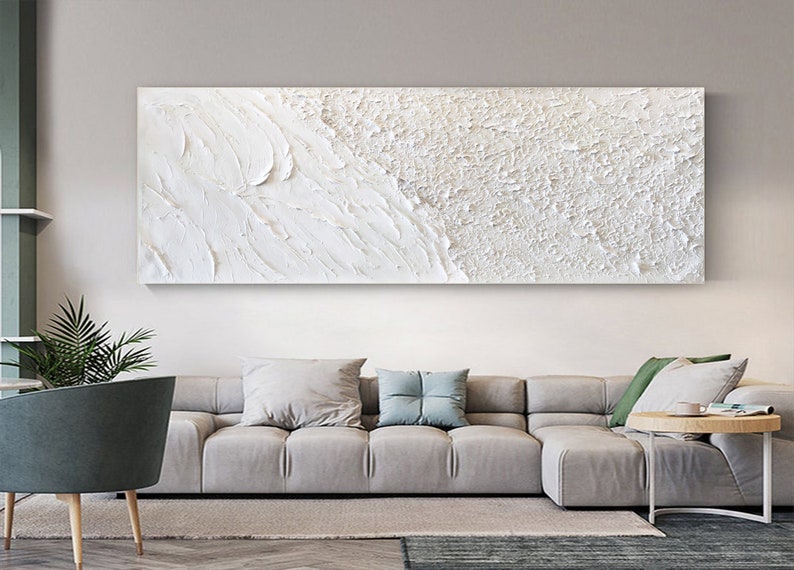 White Landscape Painting Minimalist Abstract Wall Art for Livingroom ...