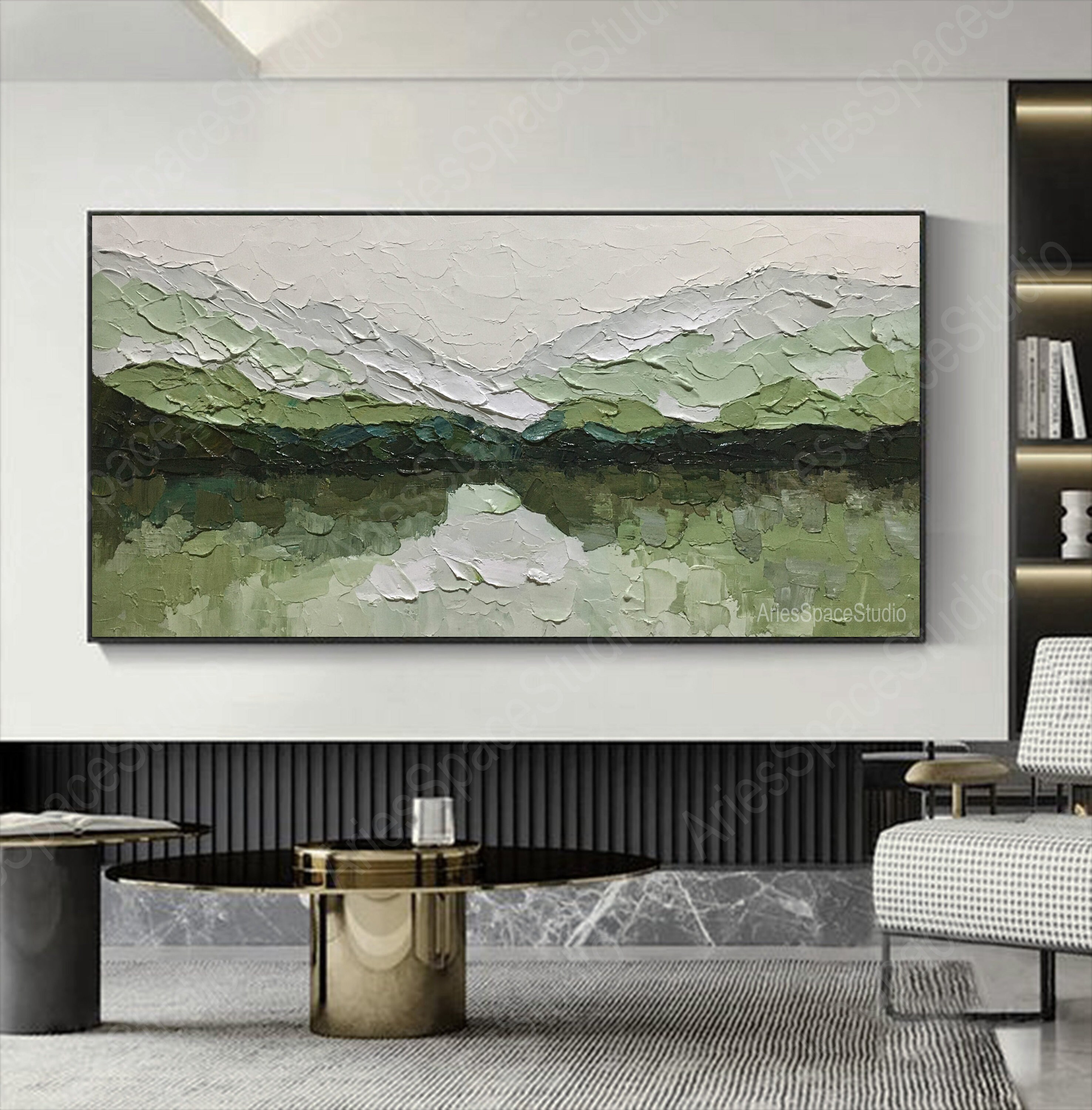 Large Green Abstract Painting Contemporary Il Painting for - Etsy