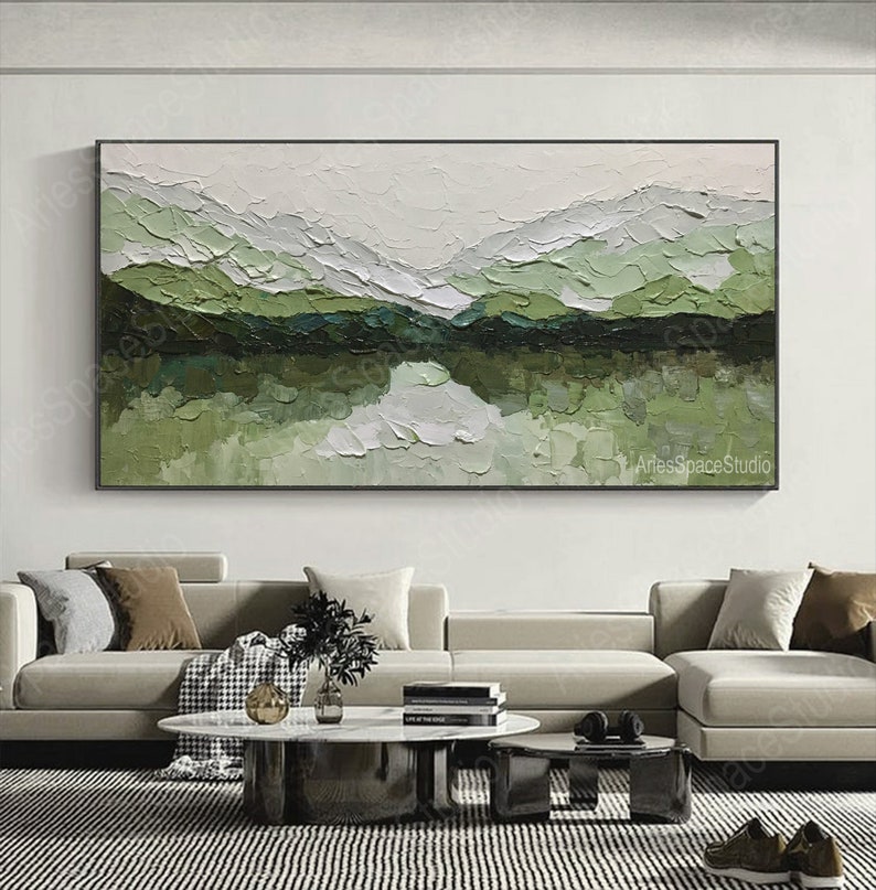 Large Green Abstract Painting Contemporary Il Painting for - Etsy