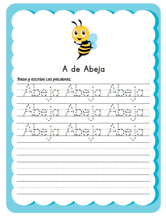Alphabet Handwriting Worksheets in Spanish Kindergarten Preschool ...