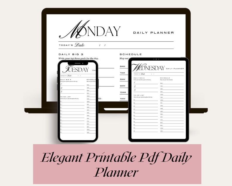 Elegant Printable Pdf Daily Planner Printable Pdf Daily - Etsy