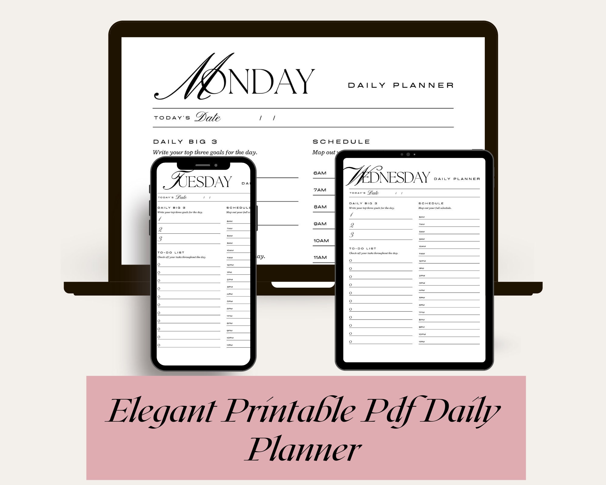 Elegant Printable Pdf Daily Planner Printable Pdf Daily - Etsy
