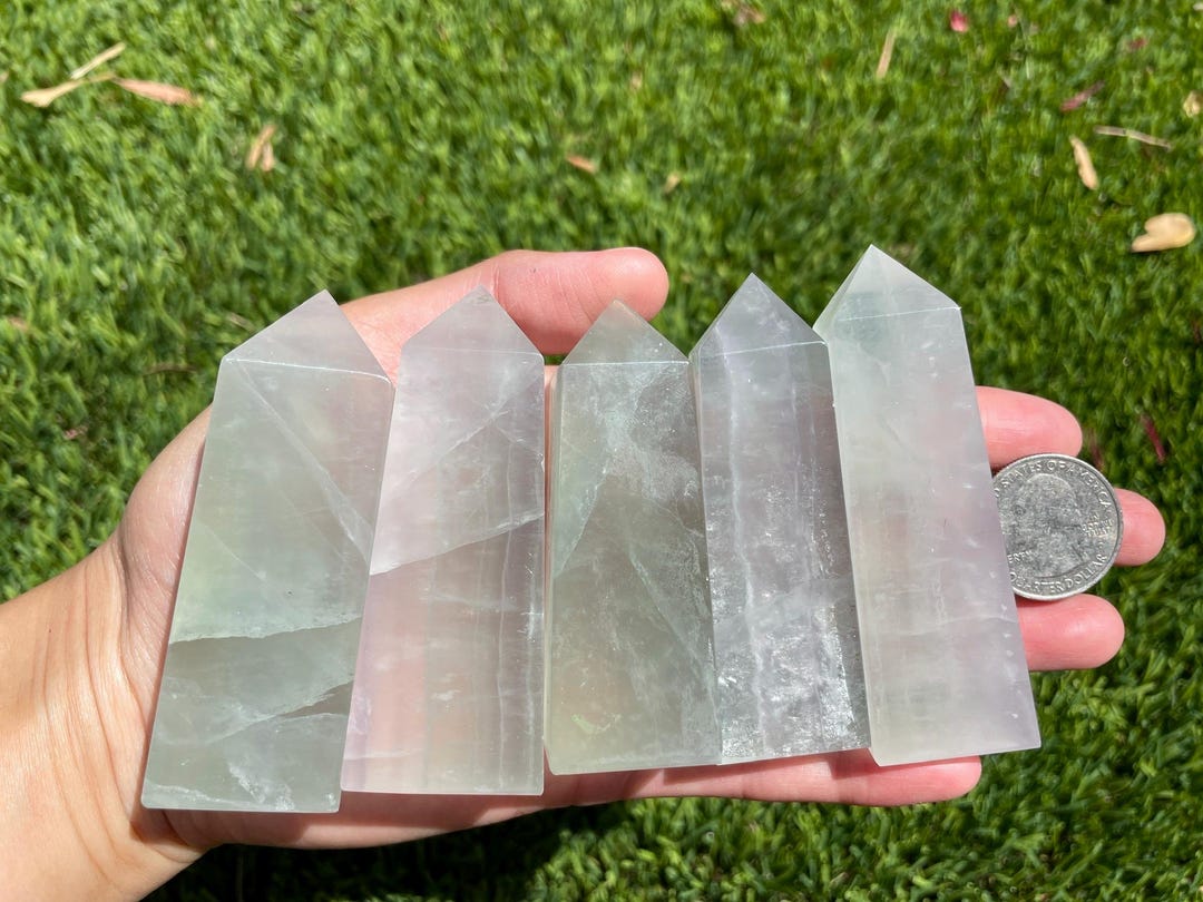Fluorite Tower Obelisk Point Generator Clear Rainbow Green Purple ...