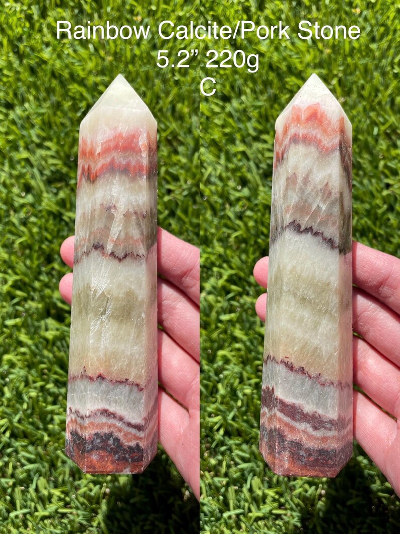 Rainbow Calcite Pork Stone Dali Jasper Tower Obelisk Point to Choose US ...
