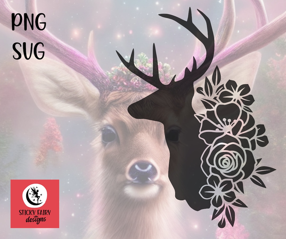Deer With Flowers Design, File for Cutting Machines, Cricut, Silhouette ...