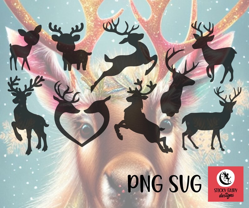 Deer Silhouette, Reindeer, Christmas Deer, Digital Designs, Cut Files ...
