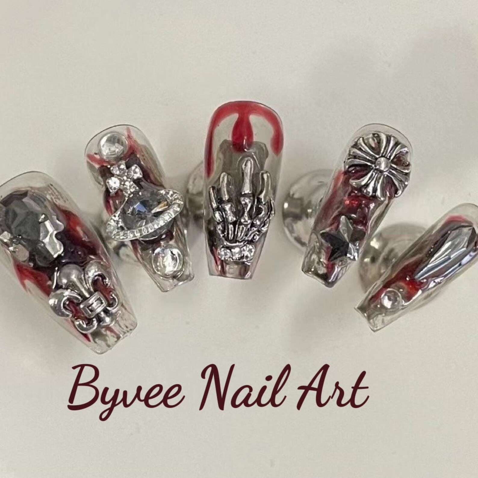 Personalized 3D Metal Planet Orb Nail Charms Press on Nails, Reusable ...