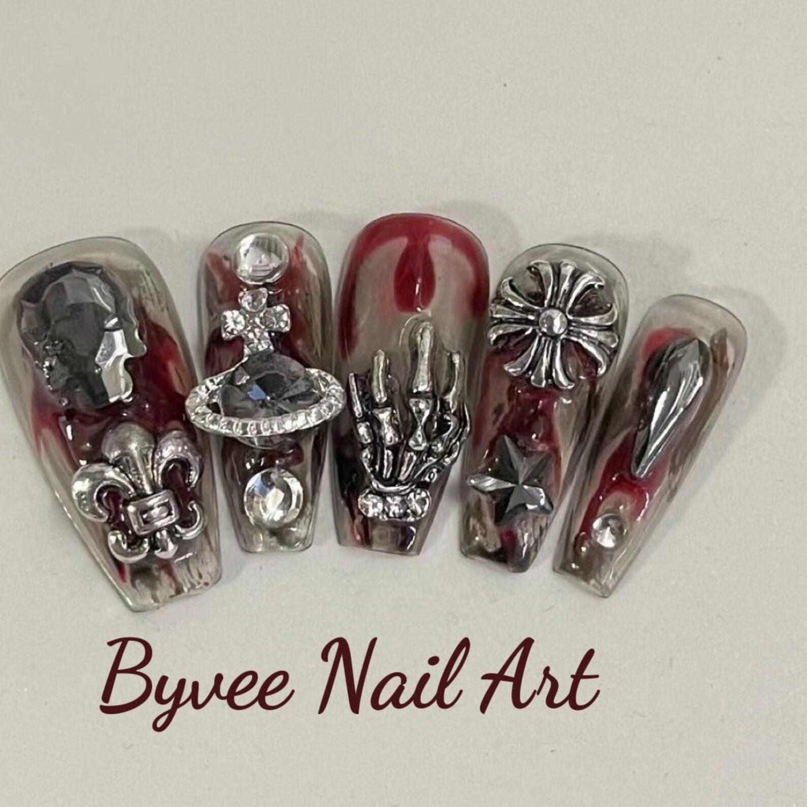 Personalized 3D Metal Planet Orb Nail Charms Press on Nails, Reusable ...