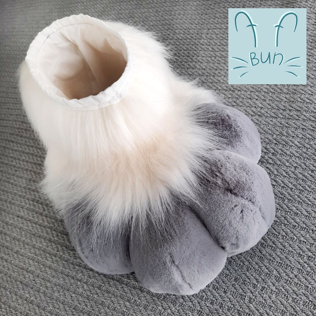 White-gray Furry Feet Paws.gray Puffy and Fluffy Fur Paw Feet - Etsy
