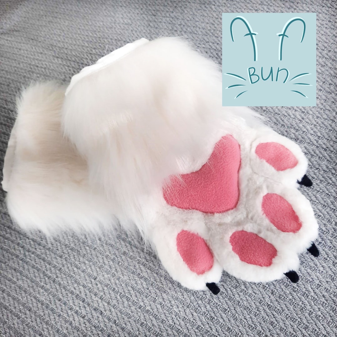 Fluffy White Animal Paws With Pink Pads and Claws Cosplay Soft Paws ...