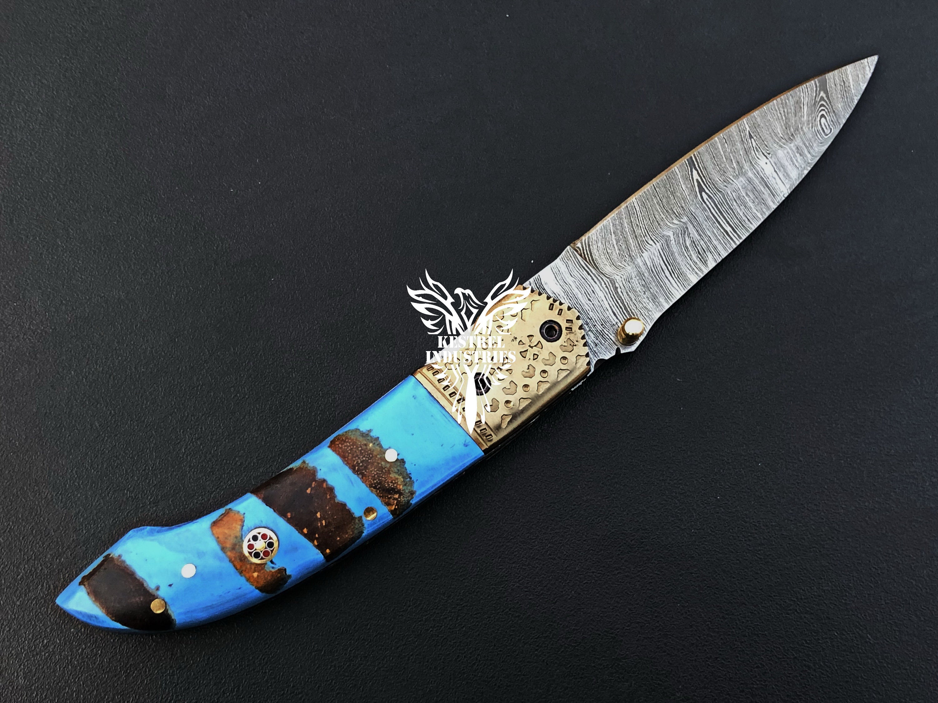 8 Damascus Pocket Folding Knife Custom Pocket Folding - Etsy