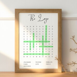 Personalised Family Word Search Print - Etsy