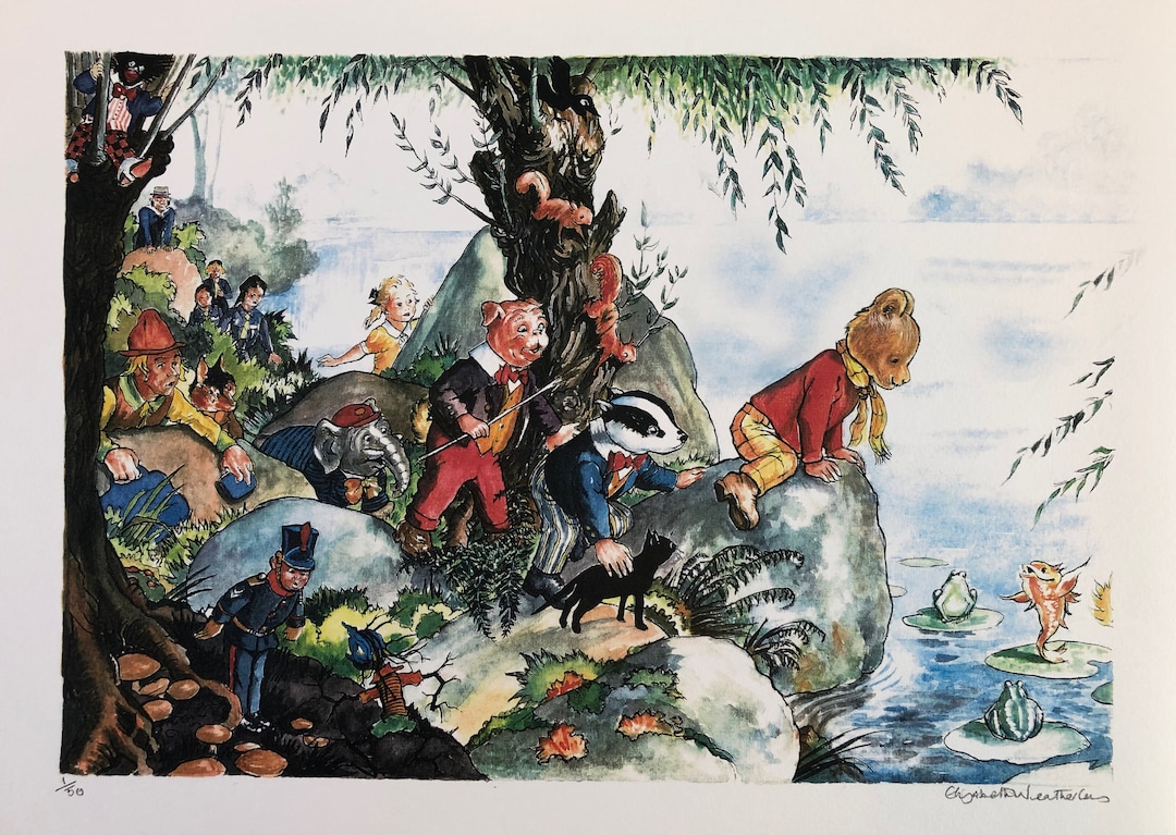 Rupert Bear Watercolour Print by Artist Elizabeth Weatherley - Koi Pond ...